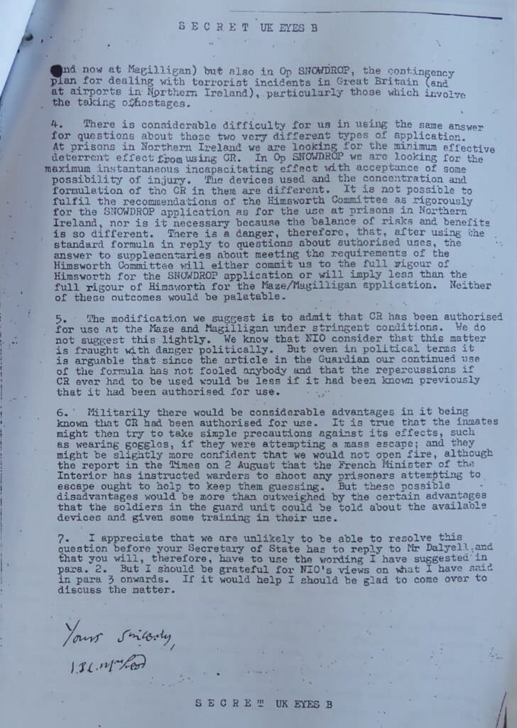 CR Gas and the Burning of Long Kesh: Research Secret Files
